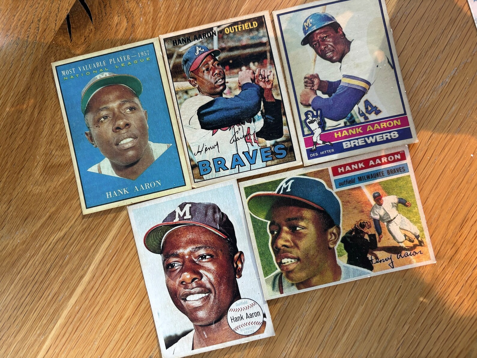 Hank Aaron Baseball Cards Aged Reprint Vintage Handmade Hank Aaron ...