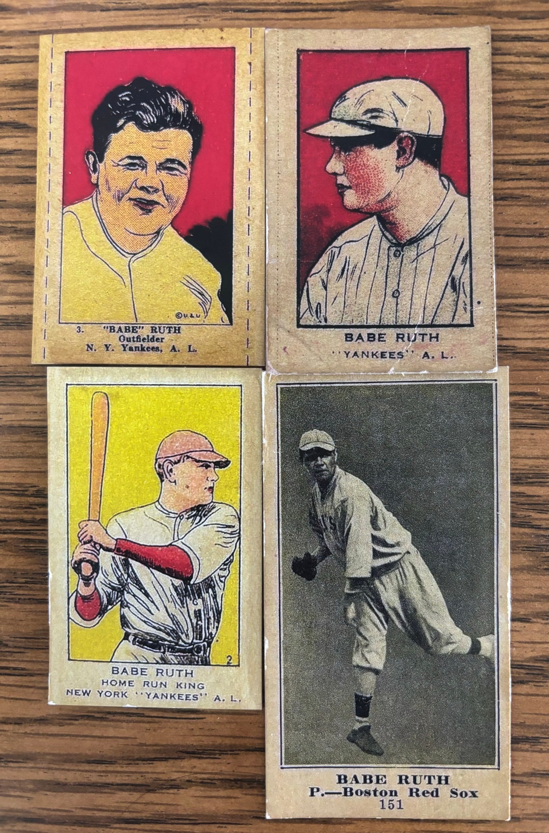 1916, 1921 1923 W514 Babe Ruth Strip Baseball Card Yankees Novelty ...