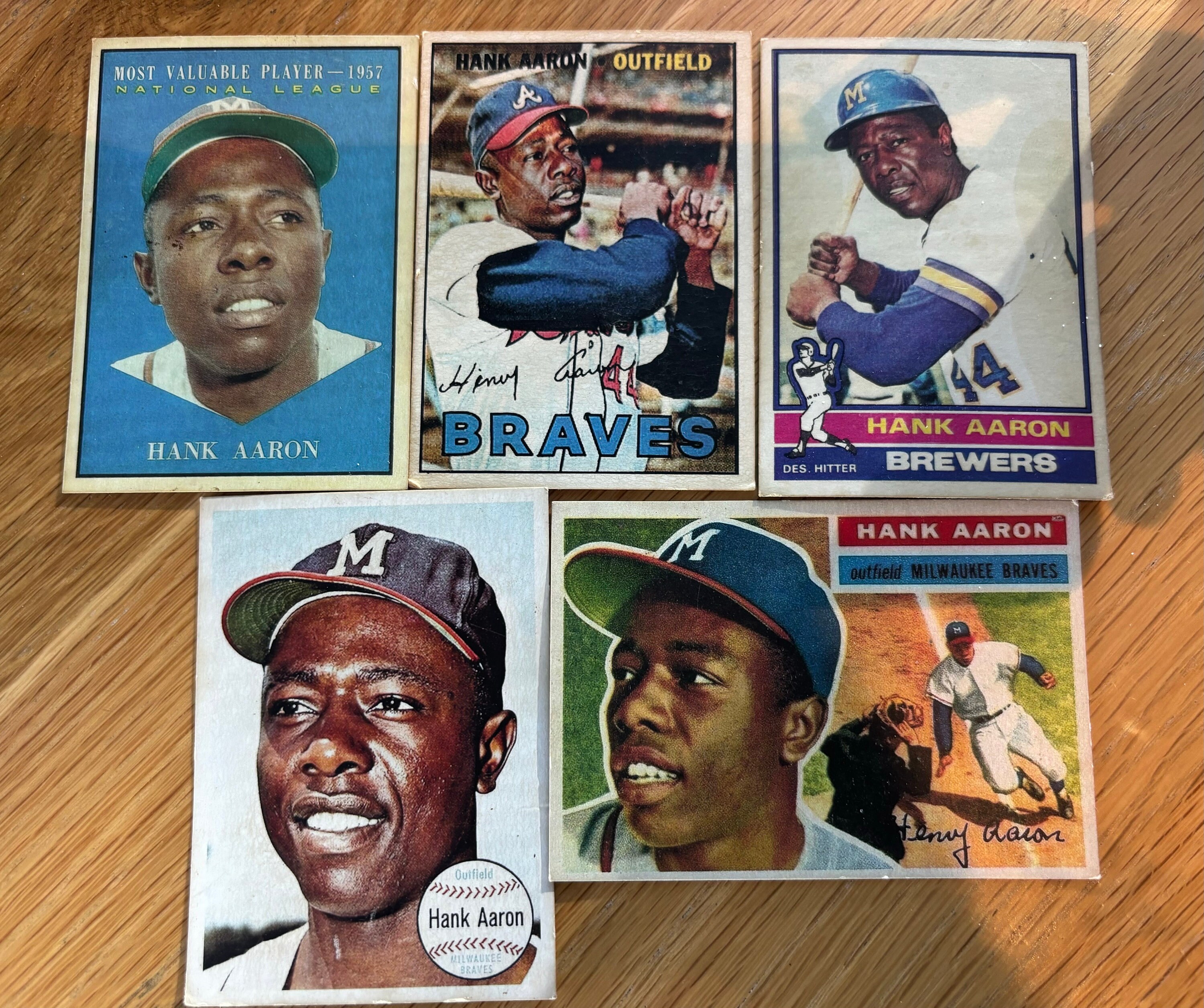 Hank Aaron Baseball Cards Aged Reprint Vintage Handmade Hank Aaron ...
