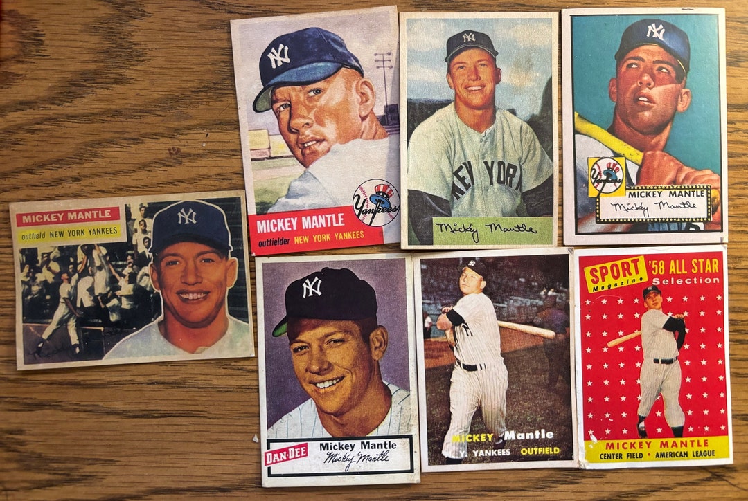 Mickey Mantle Baseball Card Set Vintage Aged Reprint Baseball Cards ...