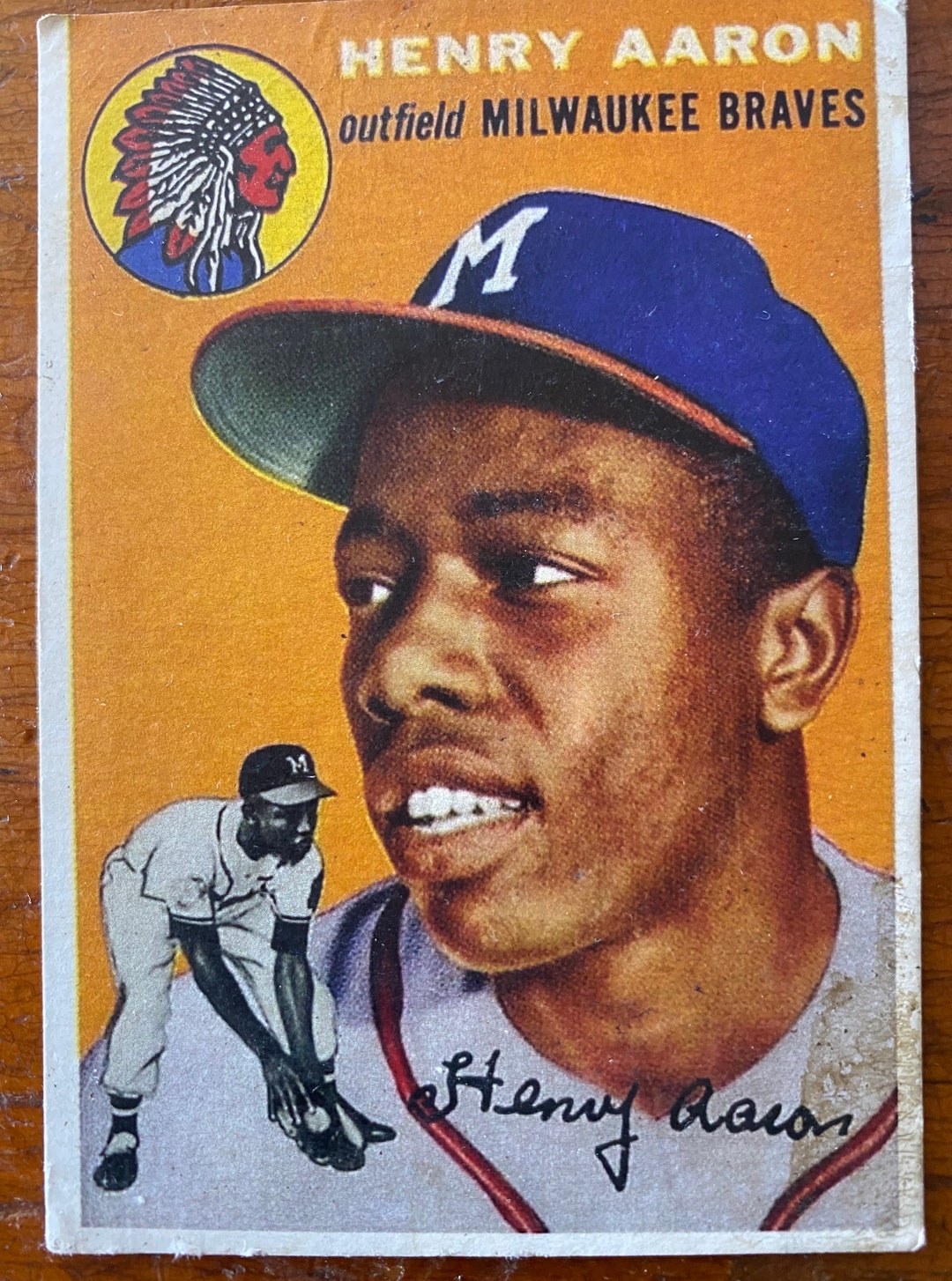 1954 Hank Aaron 128 Milwaukee Braves . Vintage Aged Reprint Baseball ...