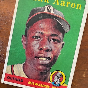 1958 Hank Aaron Baseball Card. Vintage Aged Reprint Novelty Card. Gift ...