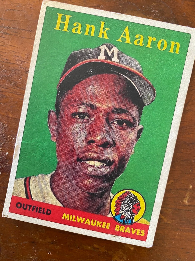 1958 Hank Aaron Baseball Card. Vintage Aged Reprint Novelty Card. Gift ...