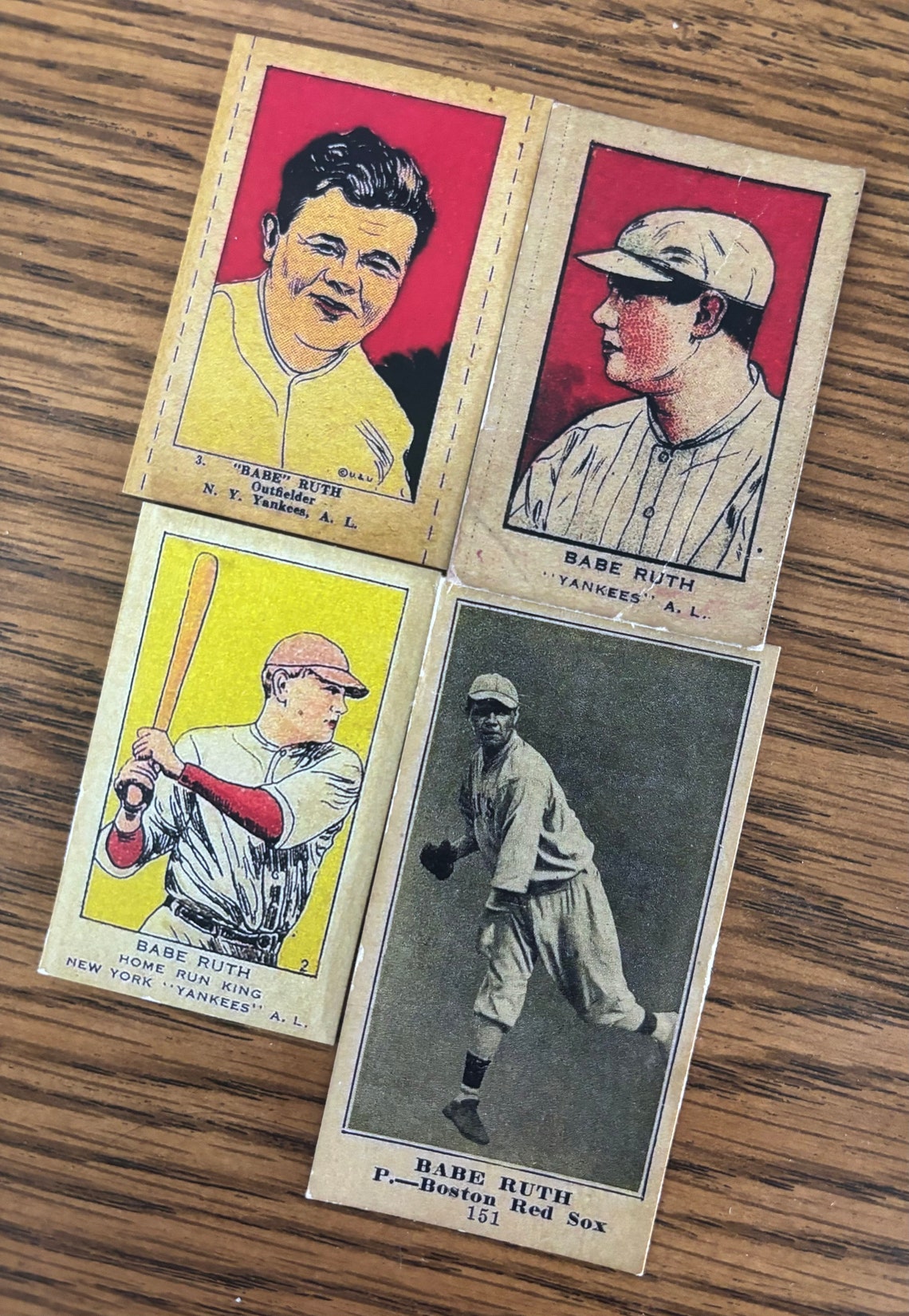 1916, 1921 1923 W514 Babe Ruth Strip Baseball Card Yankees Novelty ...