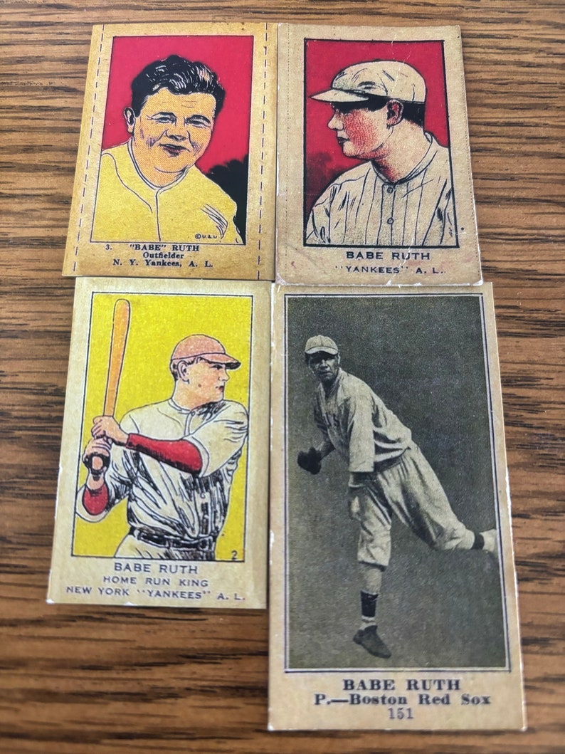 1916, 1921 1923 W514 Babe Ruth Strip Baseball Card Yankees Novelty ...