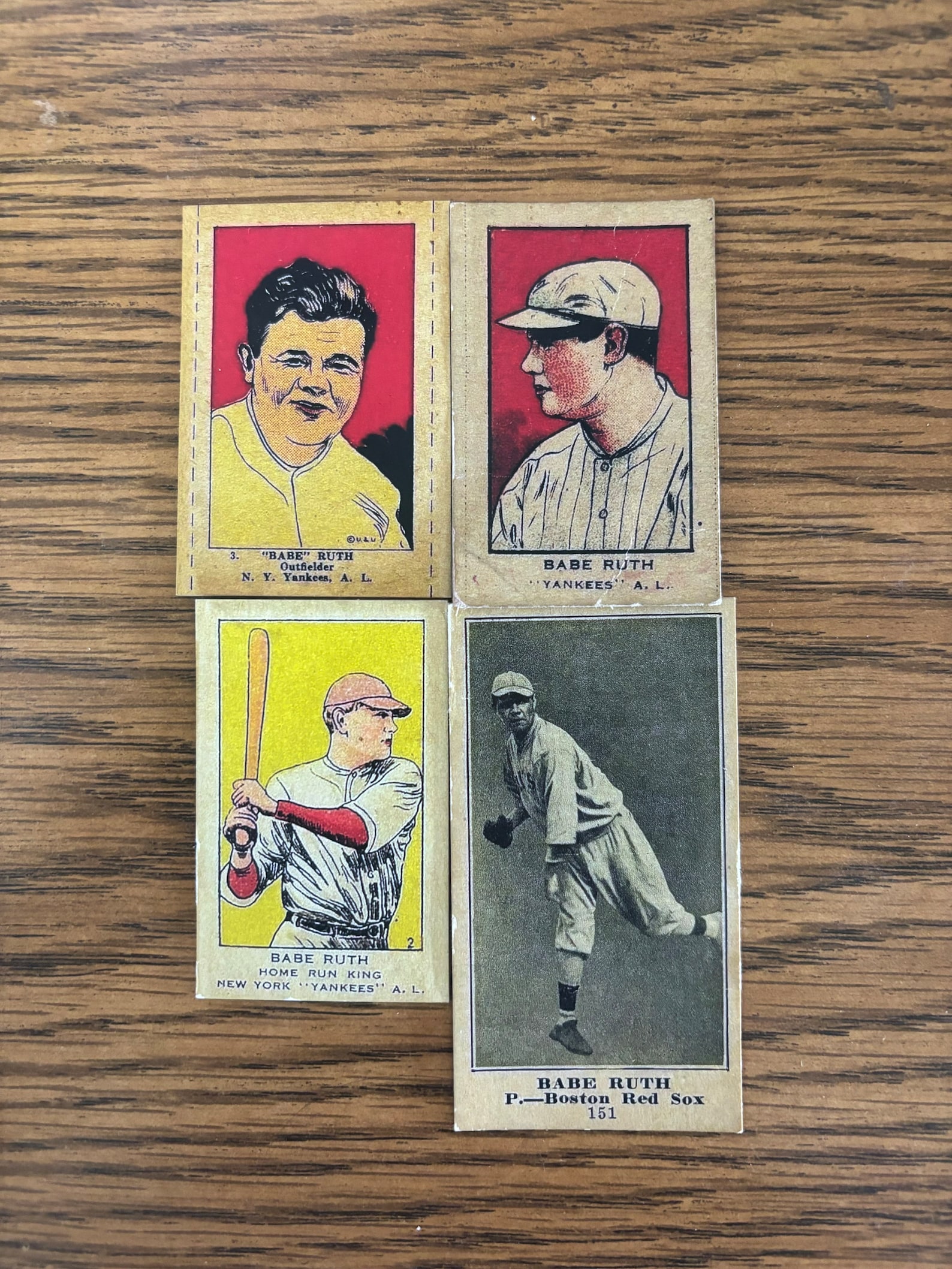 1916, 1921 1923 W514 Babe Ruth Strip Baseball Card Yankees Novelty ...