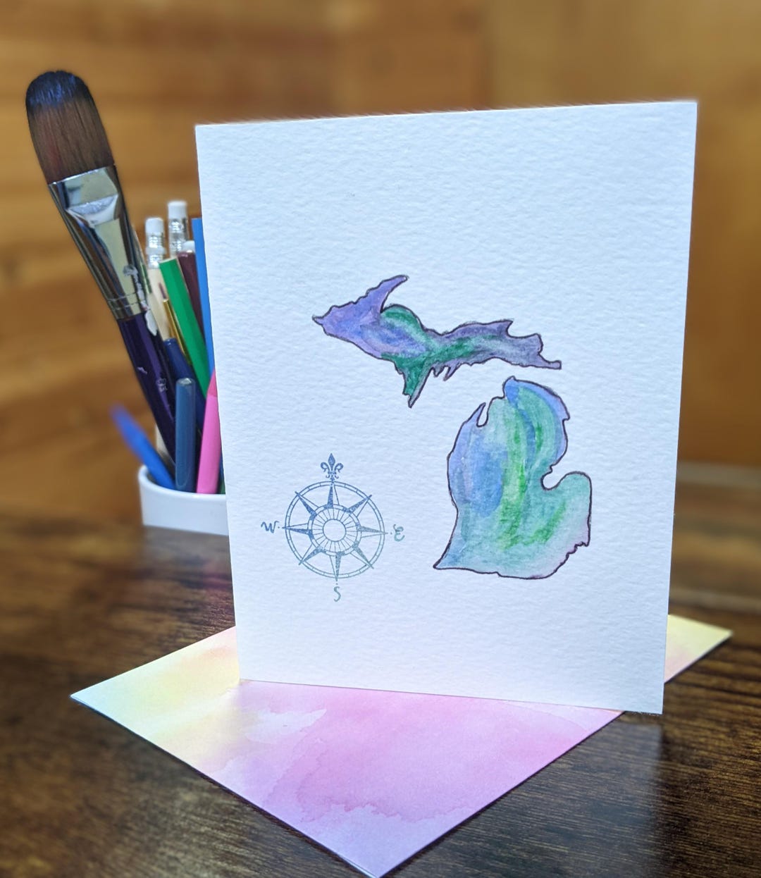 Greeting Card -- MI Map - Etsy
