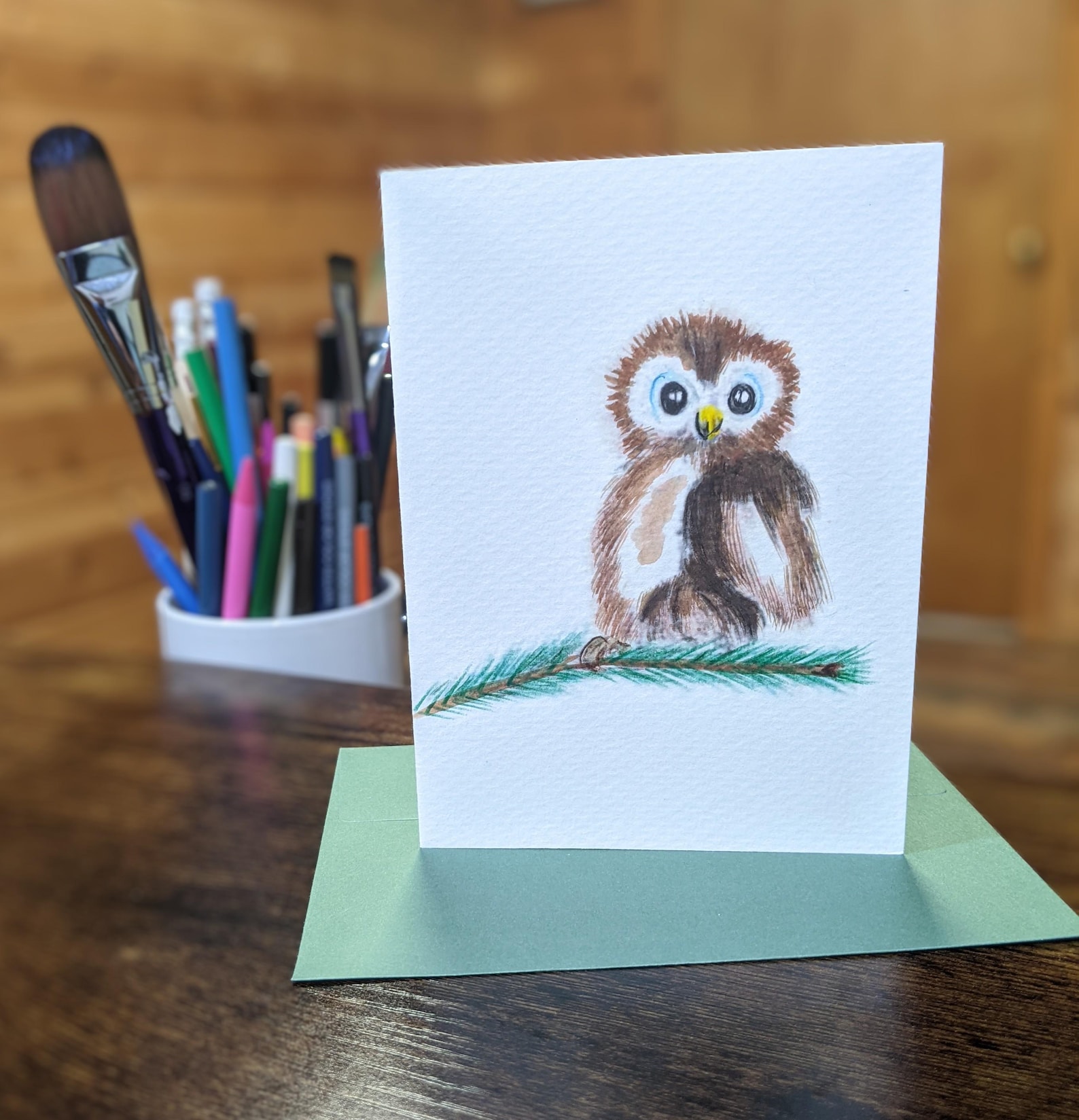 Greeting Card -- Cute Owl - Etsy