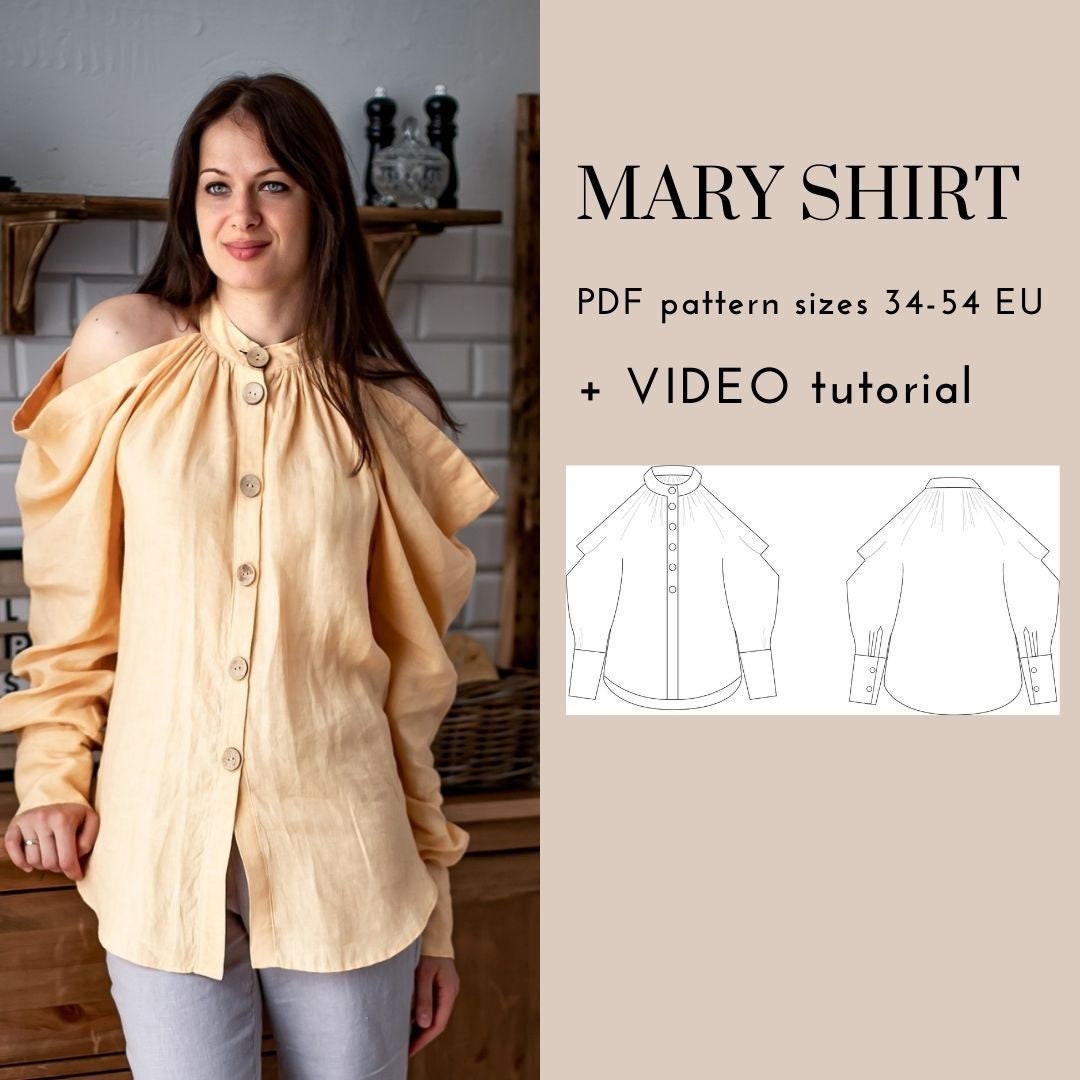 Shirt With Open Shoulders PDF Sewing Pattern With Video Tutorial - Etsy