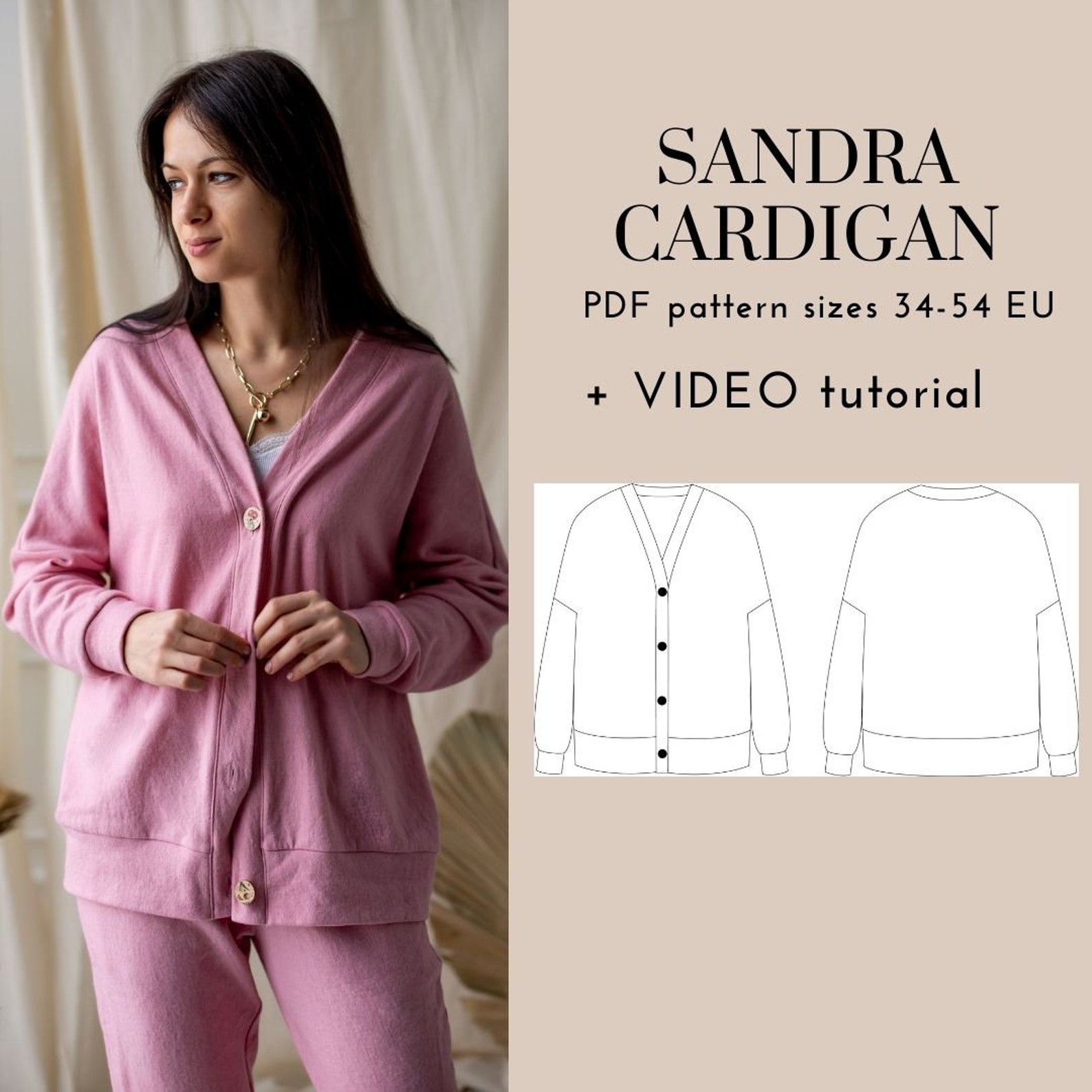 Oversized Cardigan PDF Sewing Pattern With Video Tutorial - Etsy