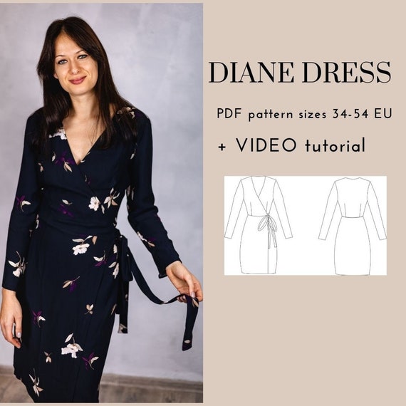 Wrap Dress PDF Sewing Pattern With Video Tutorial | Etsy