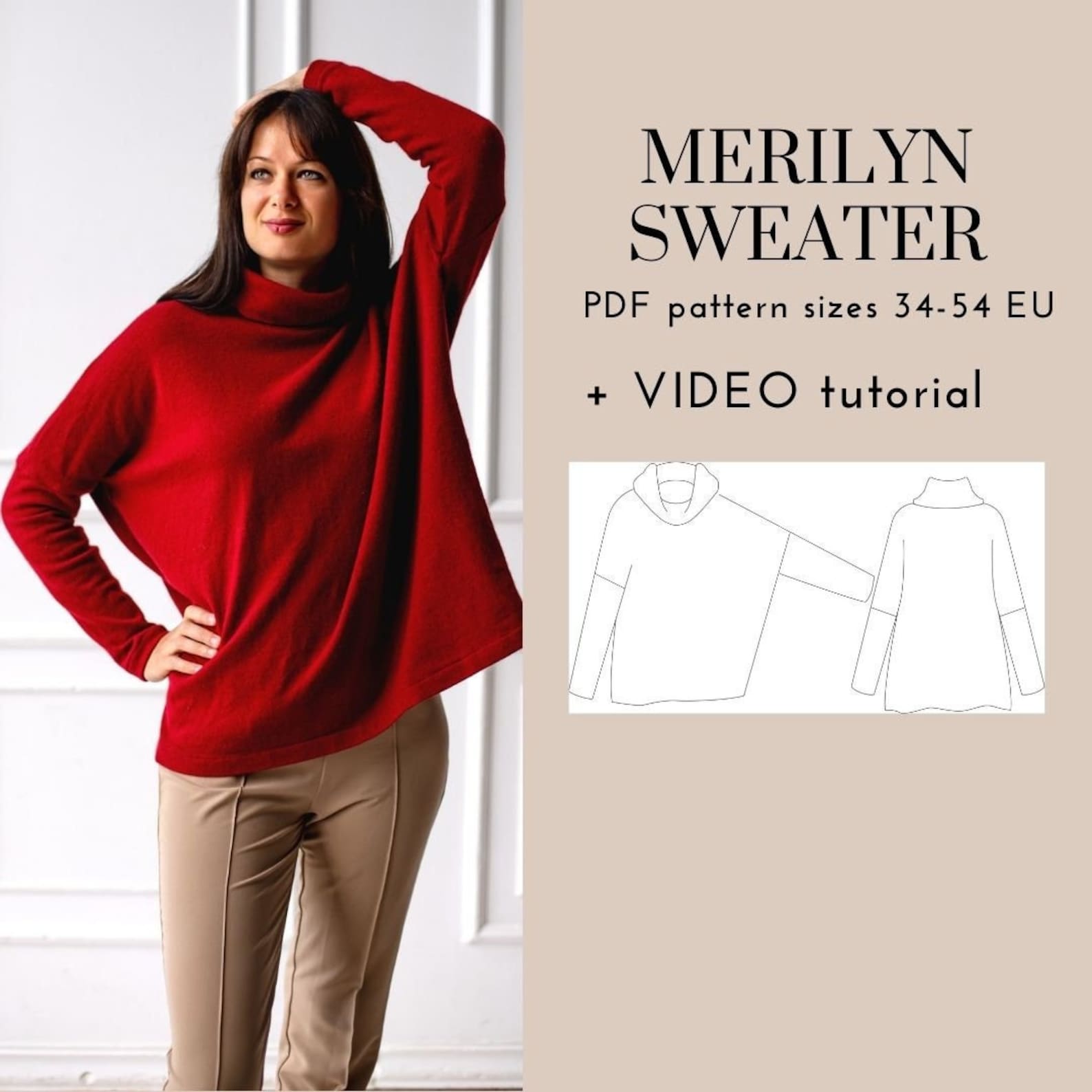 Oversized Sweater PDF Sewing Pattern With Video Tutorial - Etsy