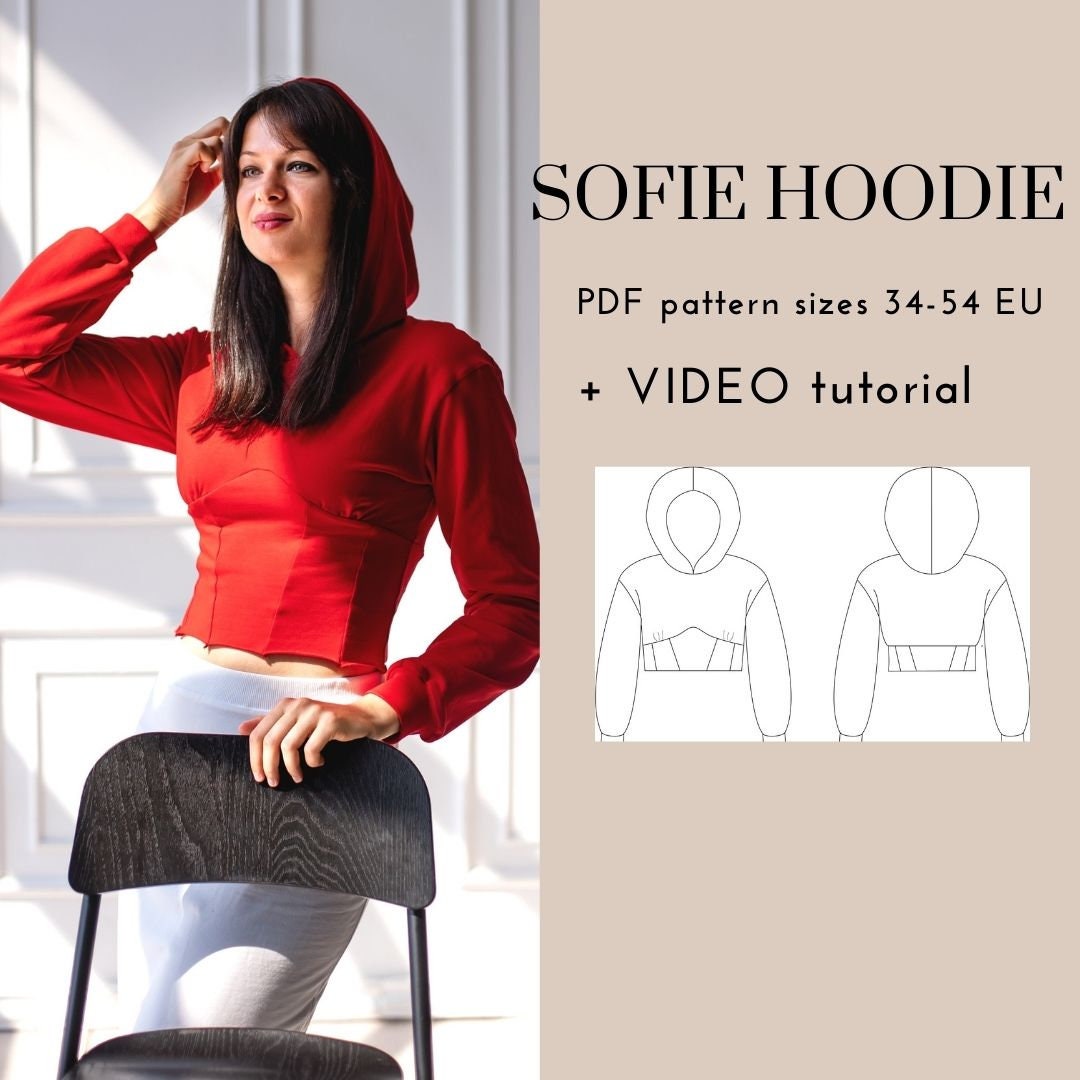 Cropped Hoodie PDF Sewing Pattern With Video Tutorial - Etsy