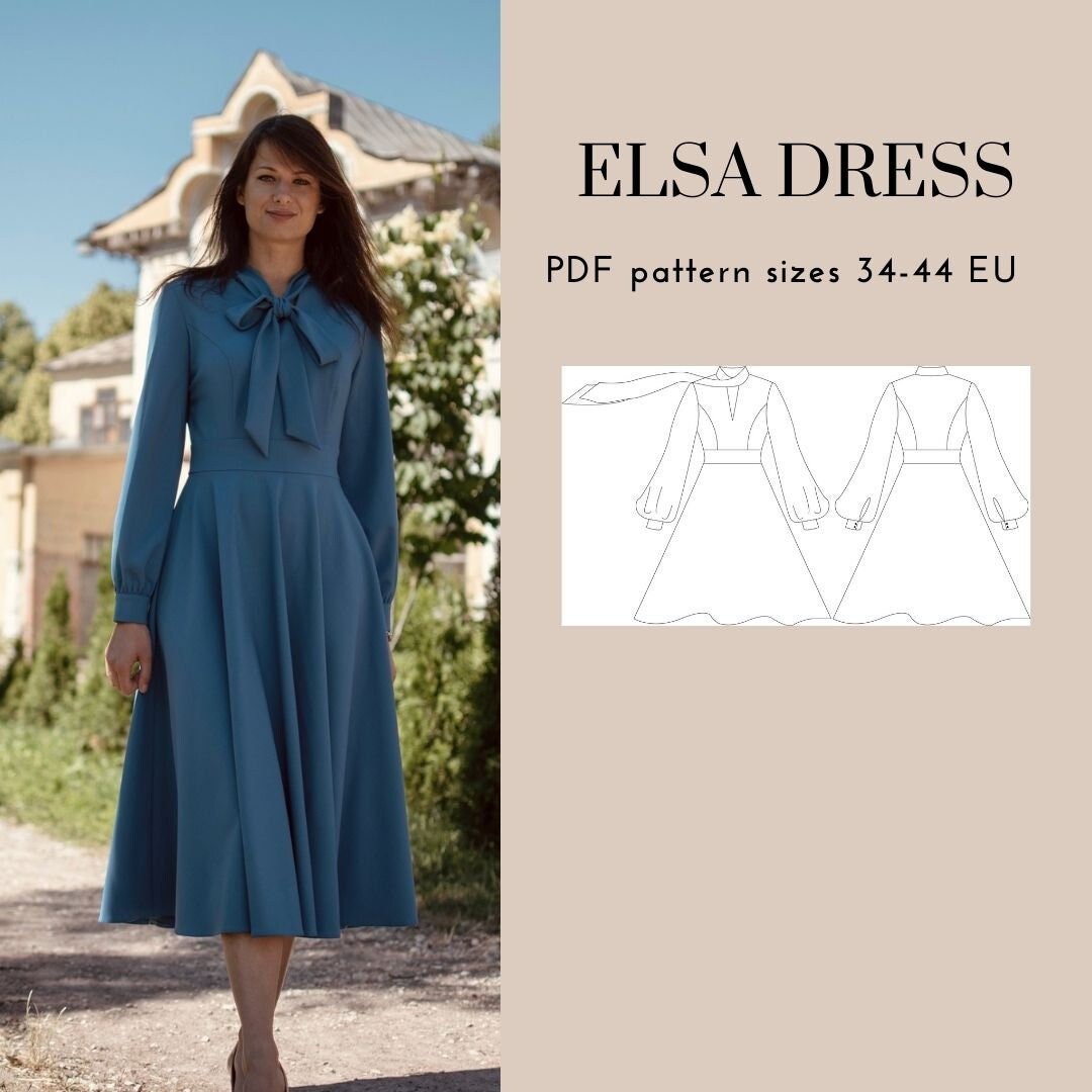 Bow Midi Dress PDF Sewing Pattern - Etsy