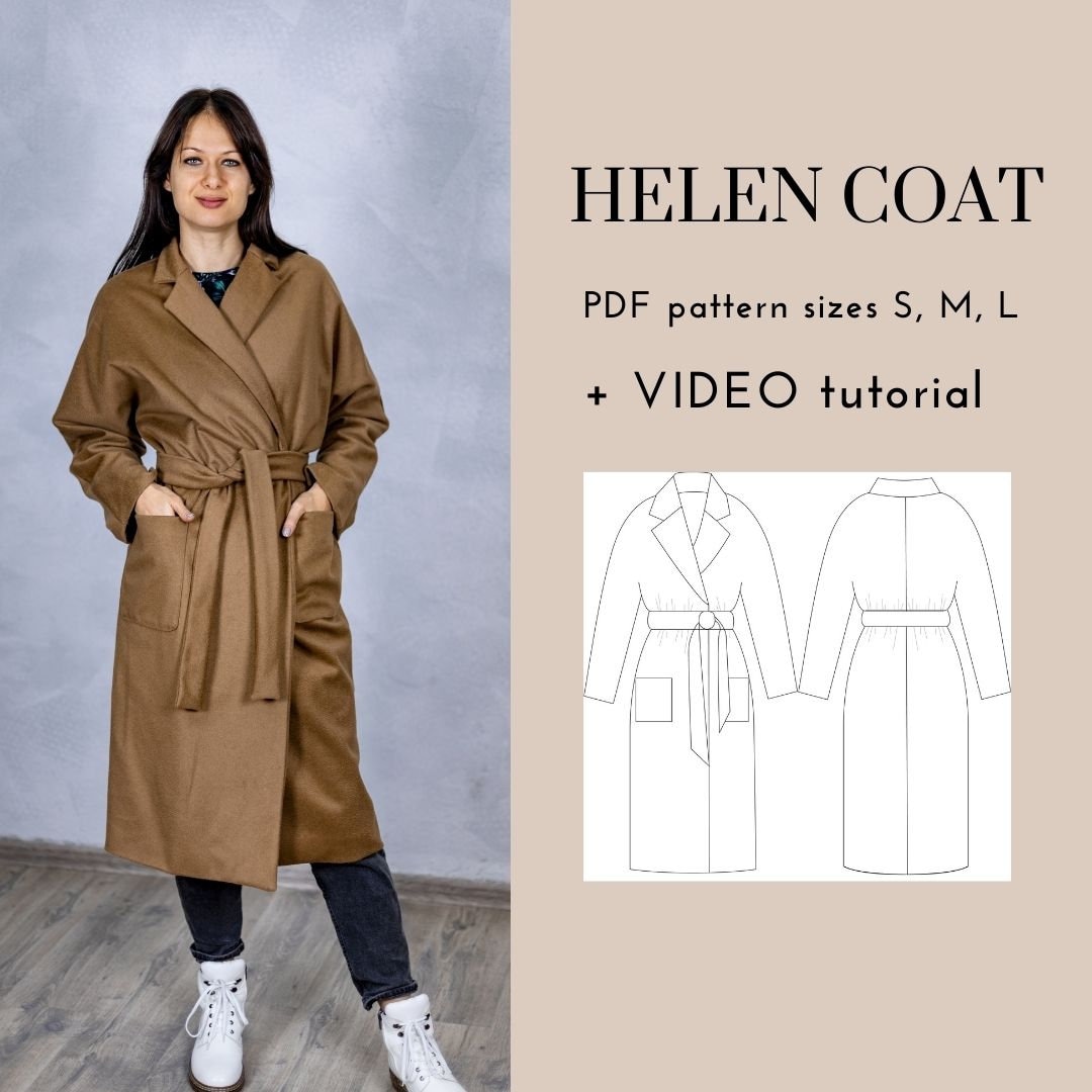Straight Oversized Belted Coat PDF Sewing Pattern With Video Tutorial ...