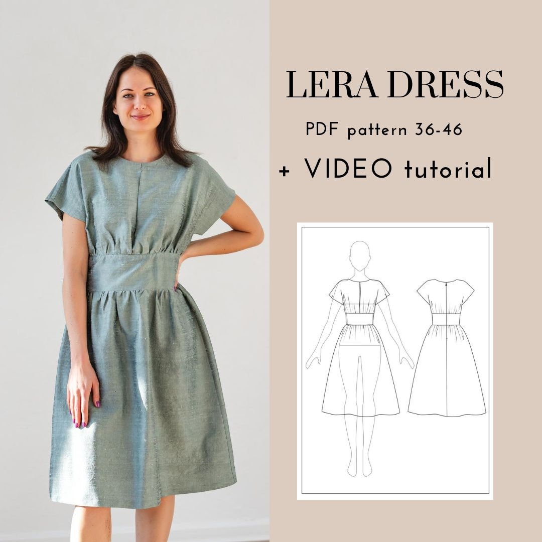 New! Dress With Slit in Front PDF Sewing Pattern With Video Tutorial - Etsy