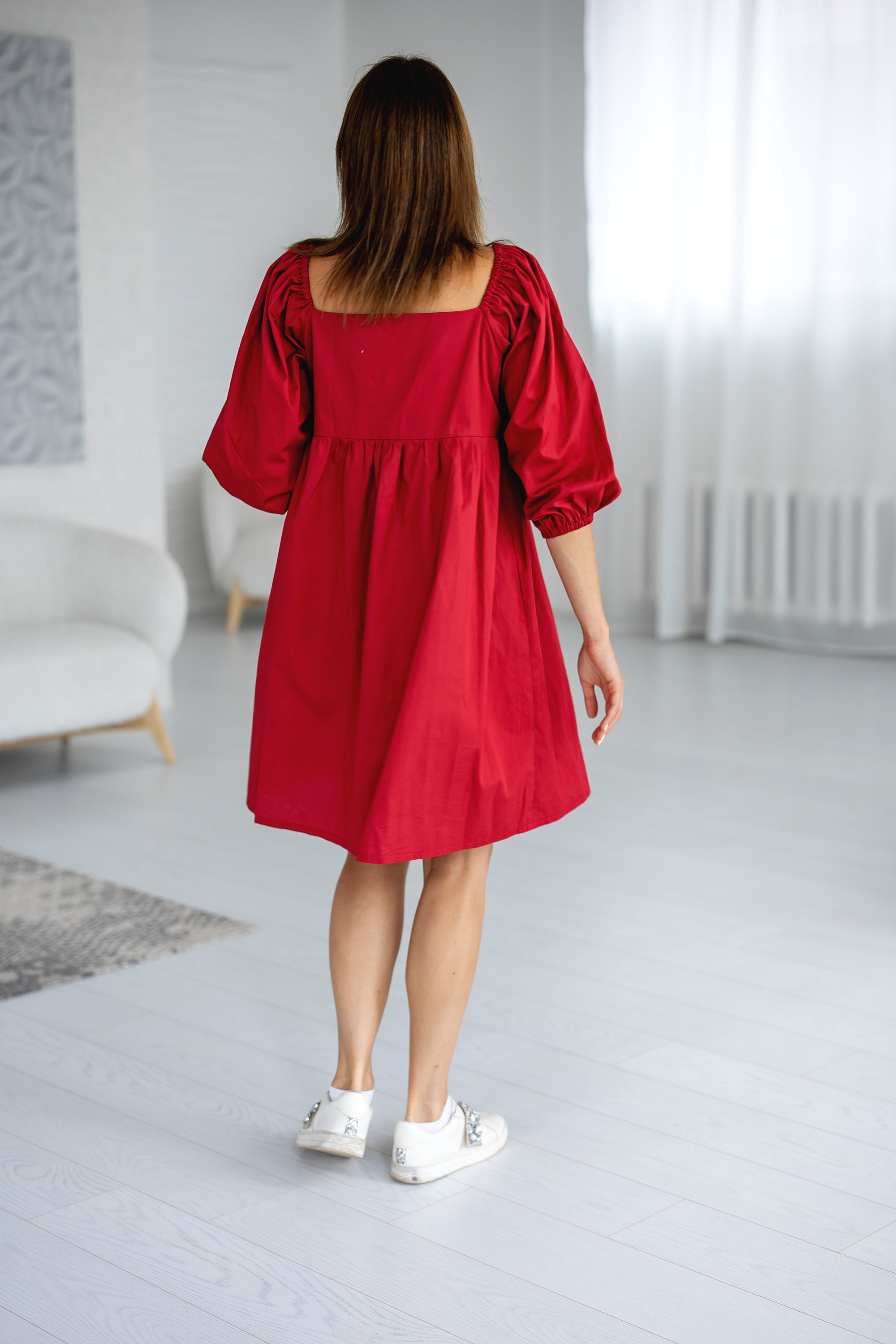 New Dress With High Waistline PDF Sewing Pattern With Video Tutorial - Etsy