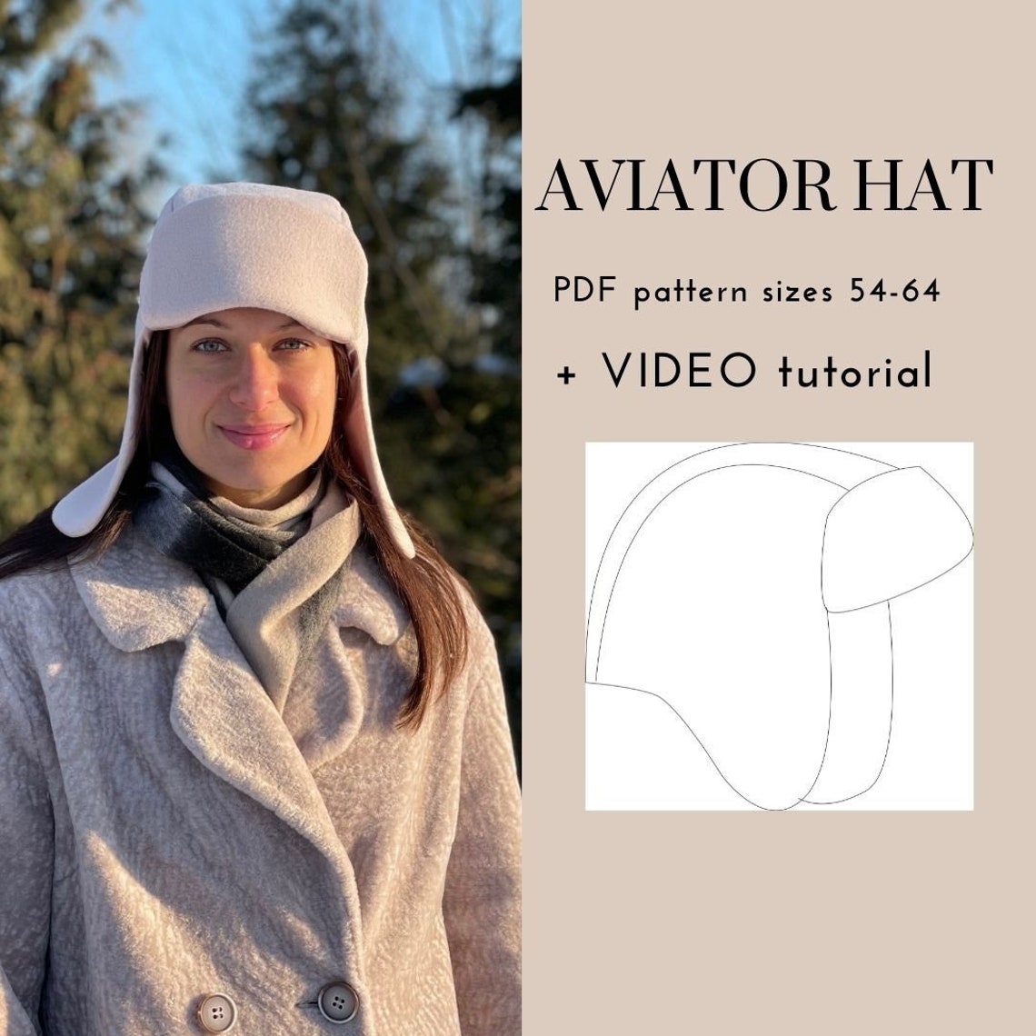Aviator Hat PDF Sewing Pattern winter Hat, Trapper Hat With Video ...
