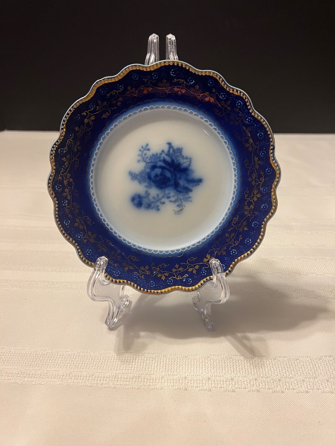 Antique Flow Blue 6 Inch Plate IOWA ROSE PATTERN Flow Blue Rose Pattern ...