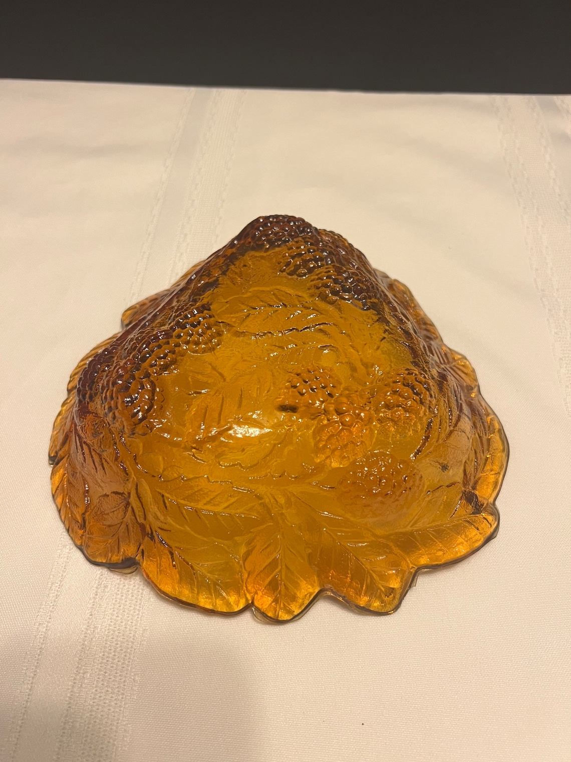 Vintage Indiana Glass Loganberry Bon Bon Candy Nut Dish Bowl Goldentone ...