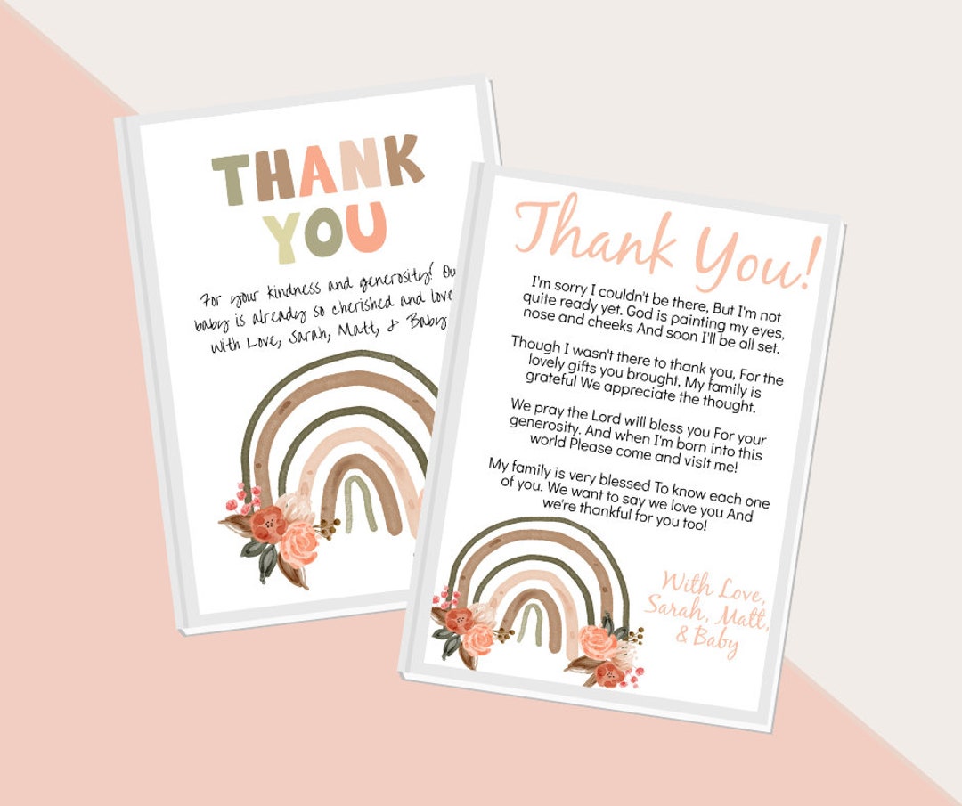 Boho Rainbow Thank You Card - Etsy