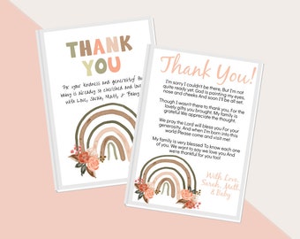 BOHO RAINBOW THANK You Digital Boho Rainbow Thank You Note Editable ...