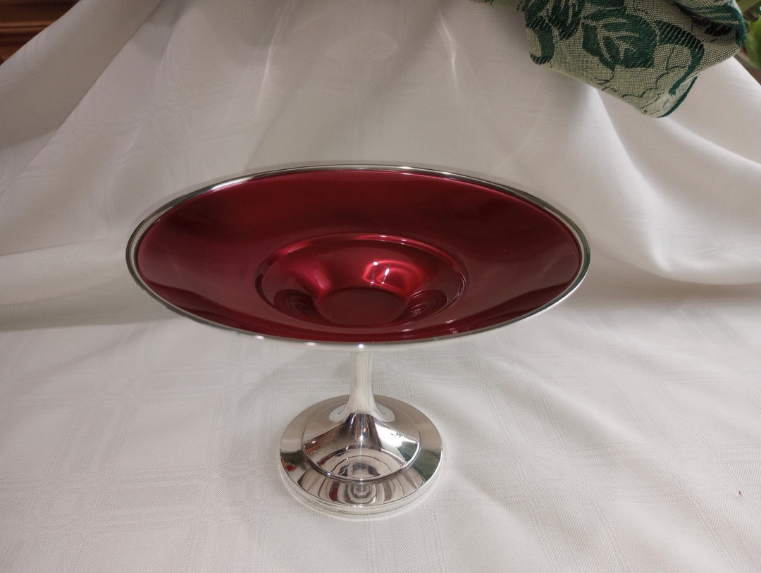Vintage Oneida Silverplate Compote With Red Liner - Etsy