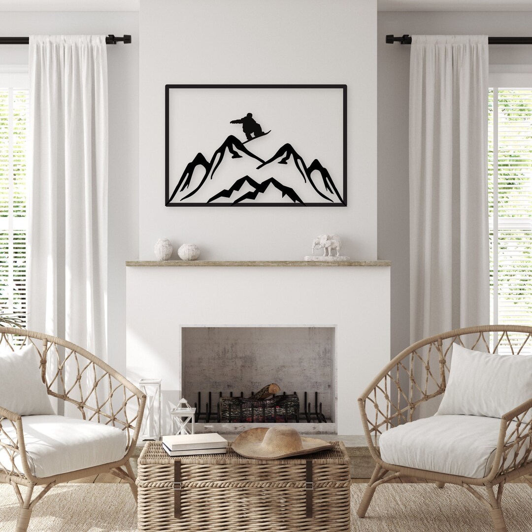 Mountain Enthusiast, Snowboarder Metal Wall Art, Rustic Winter Sports ...