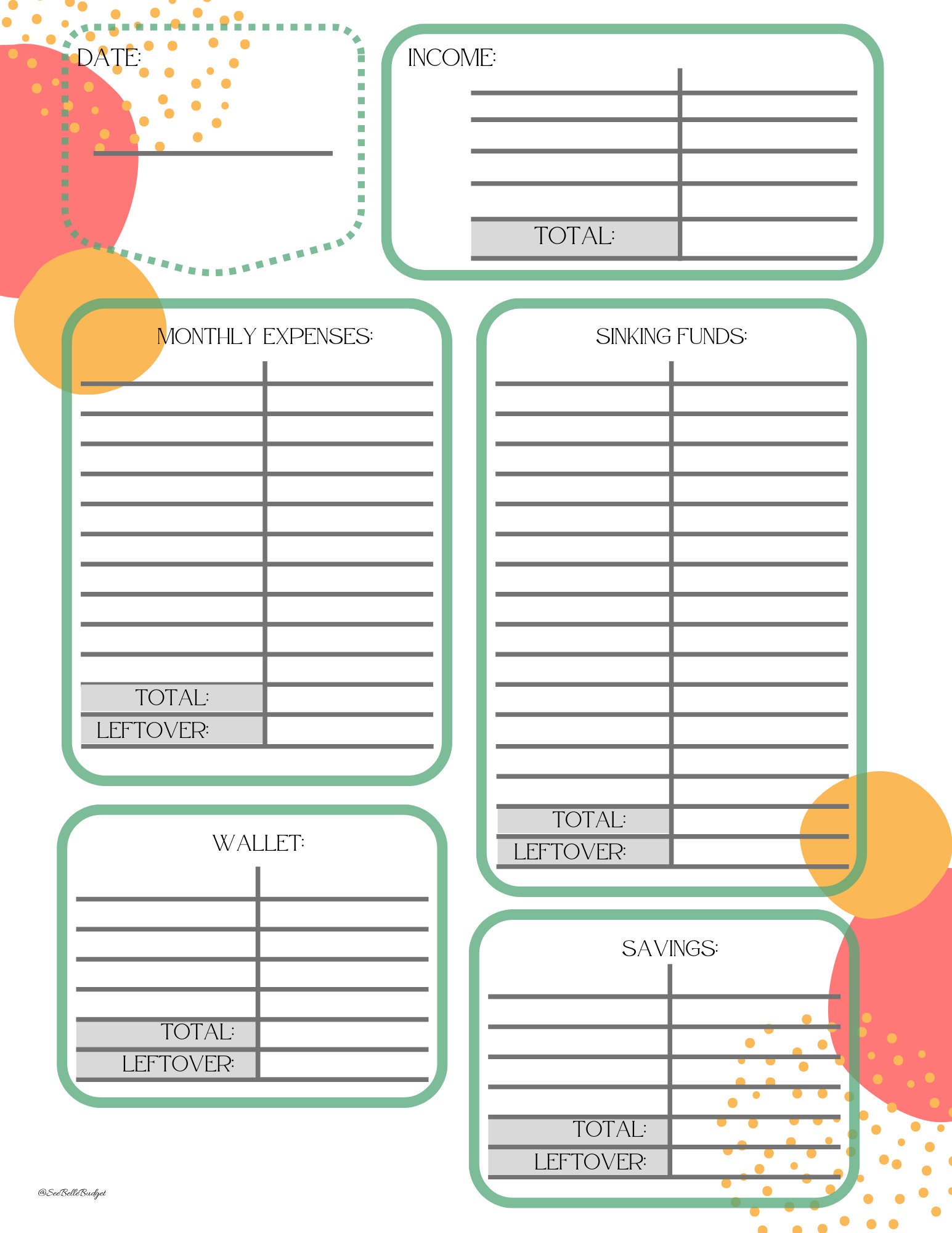 Paycheck Budget Sheet Template Printable, Paycheck Budget Printable ...