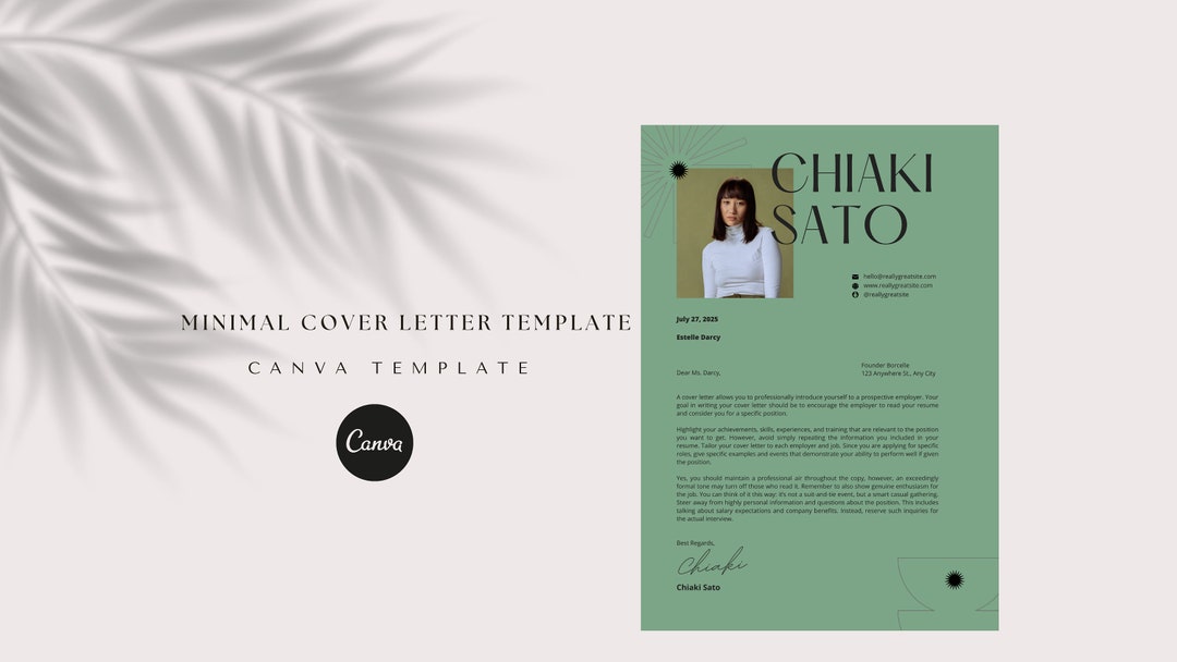 Professional Canva Cover Letter Template, Instant Download - Etsy
