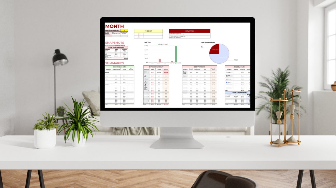 Editable Monthly Budget Tracker Excel Template Personal & Business ...