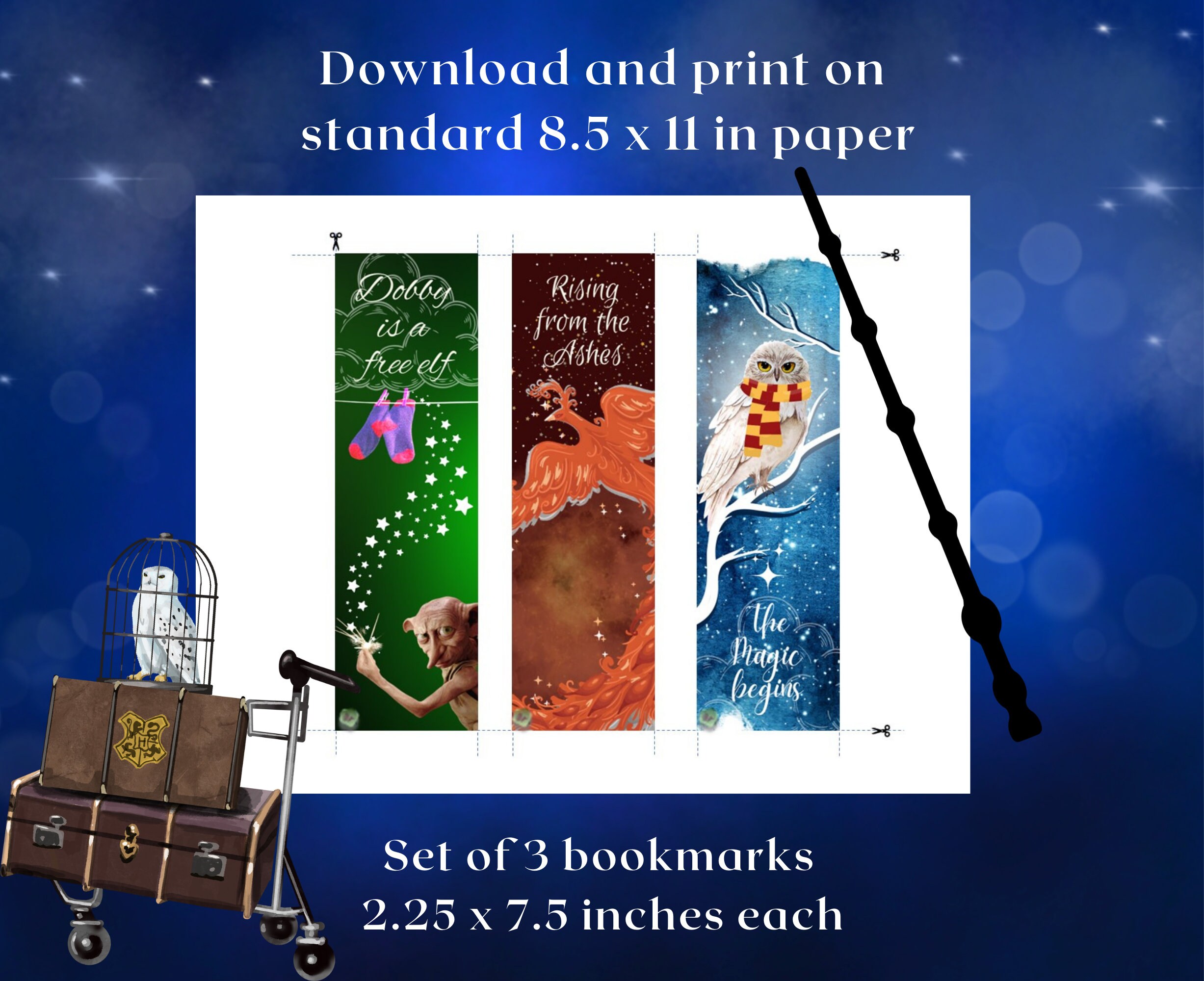 Printable Bookmark Set, Wizarding World Theme, Magical Creatures ...