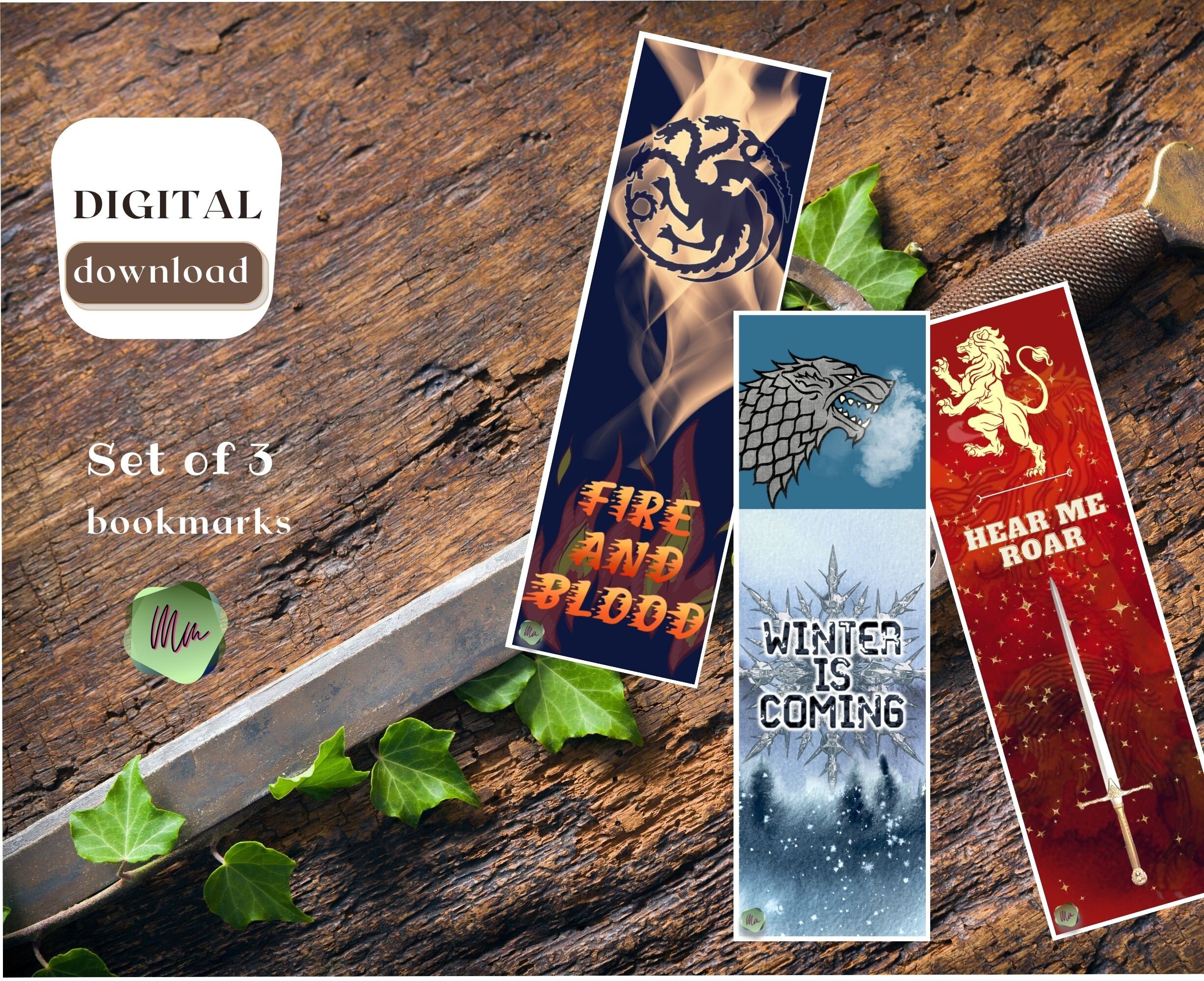 Printable Bookmark, Instant Download Bookmark Set, Fantasy Gift for Her ...