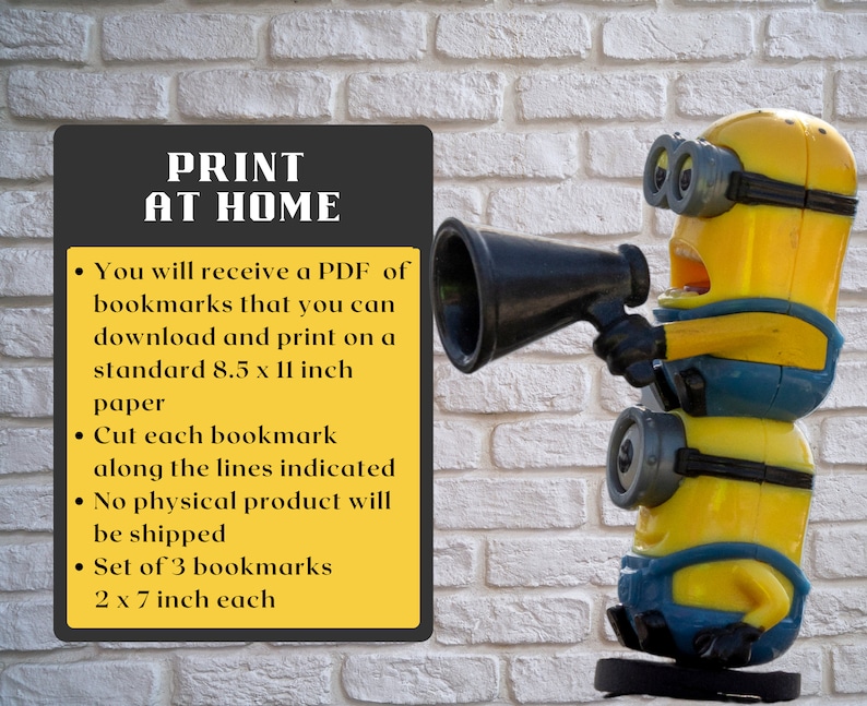 Minion Bookmark, Booklover Gifts, Despicable Me Fans, Bookworm Gifts ...