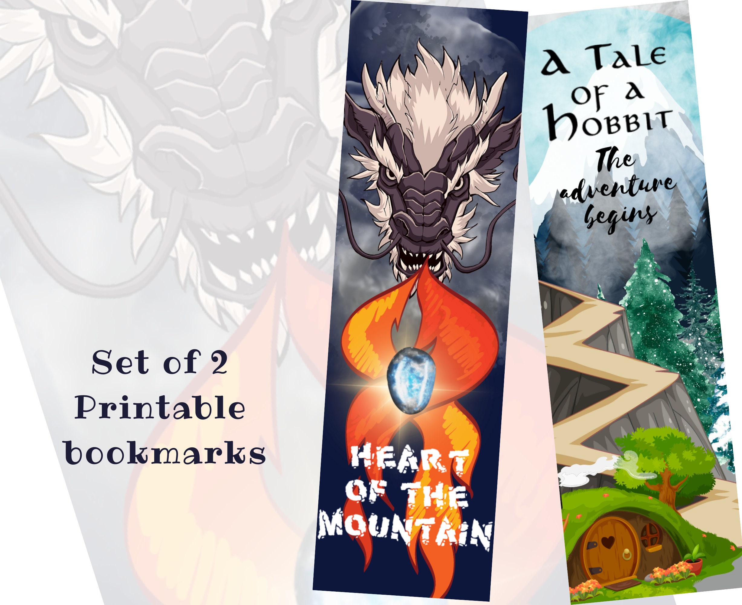 Printable Bookmark, Tolkien Booklover Gift, Middle Earth Bookmarks ...