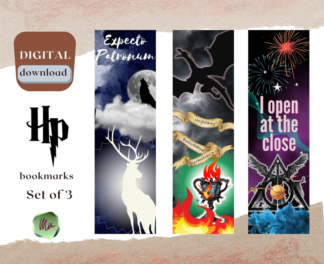 Printable Bookmark, Magic Bookmark, Witch and Wizard Fan, Digital ...