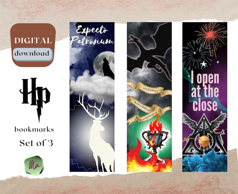 Printable Bookmark, Magic Bookmark, Witch and Wizard Fan, Digital ...