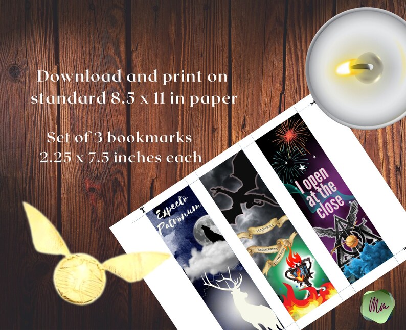 Printable Bookmark, Magic Bookmark, Witch and Wizard Fan, Digital ...