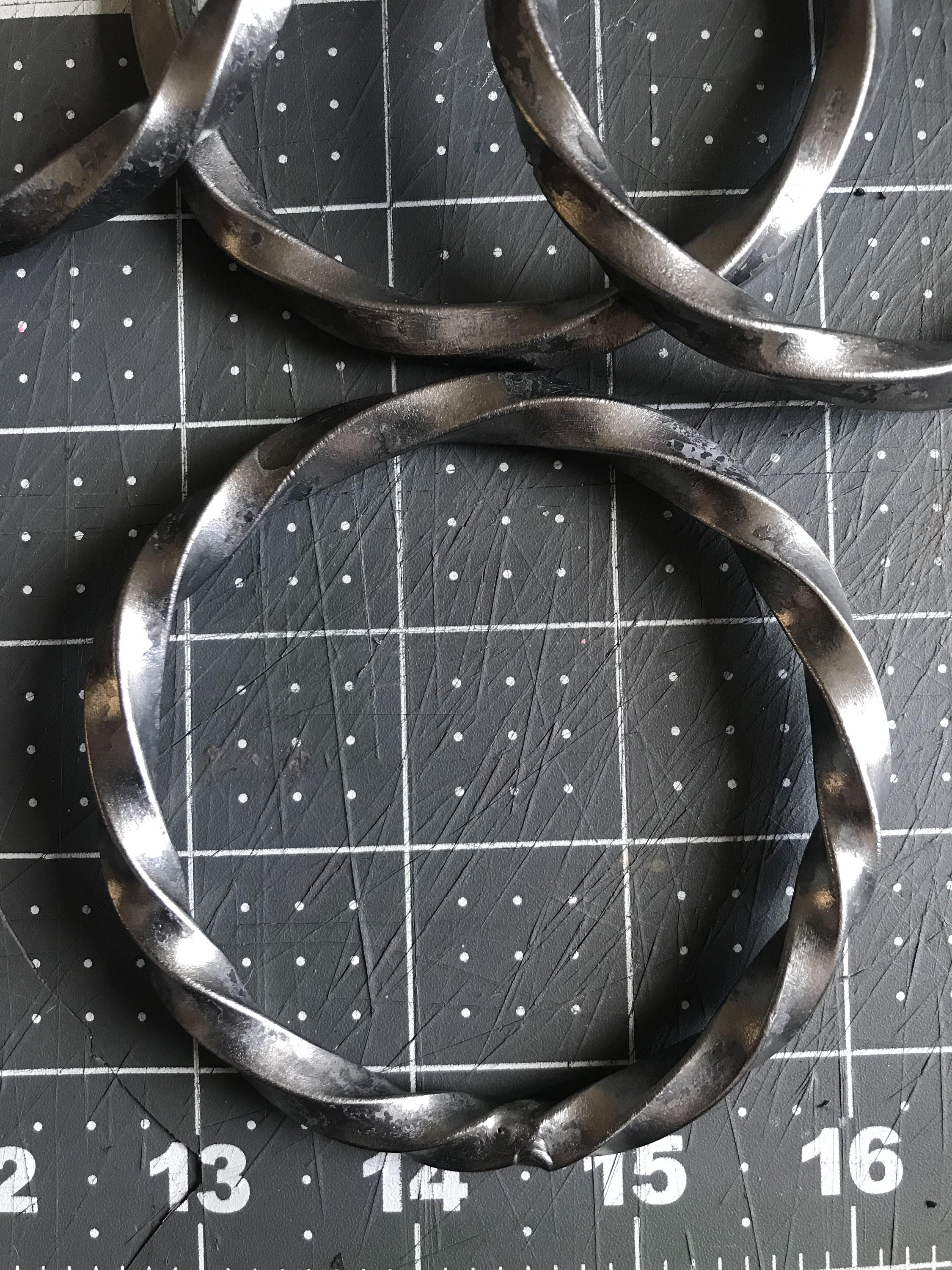 One Extra Large (3"id) Twisted Metal Ring Blacksmithed Made for 2"-2.5 ...