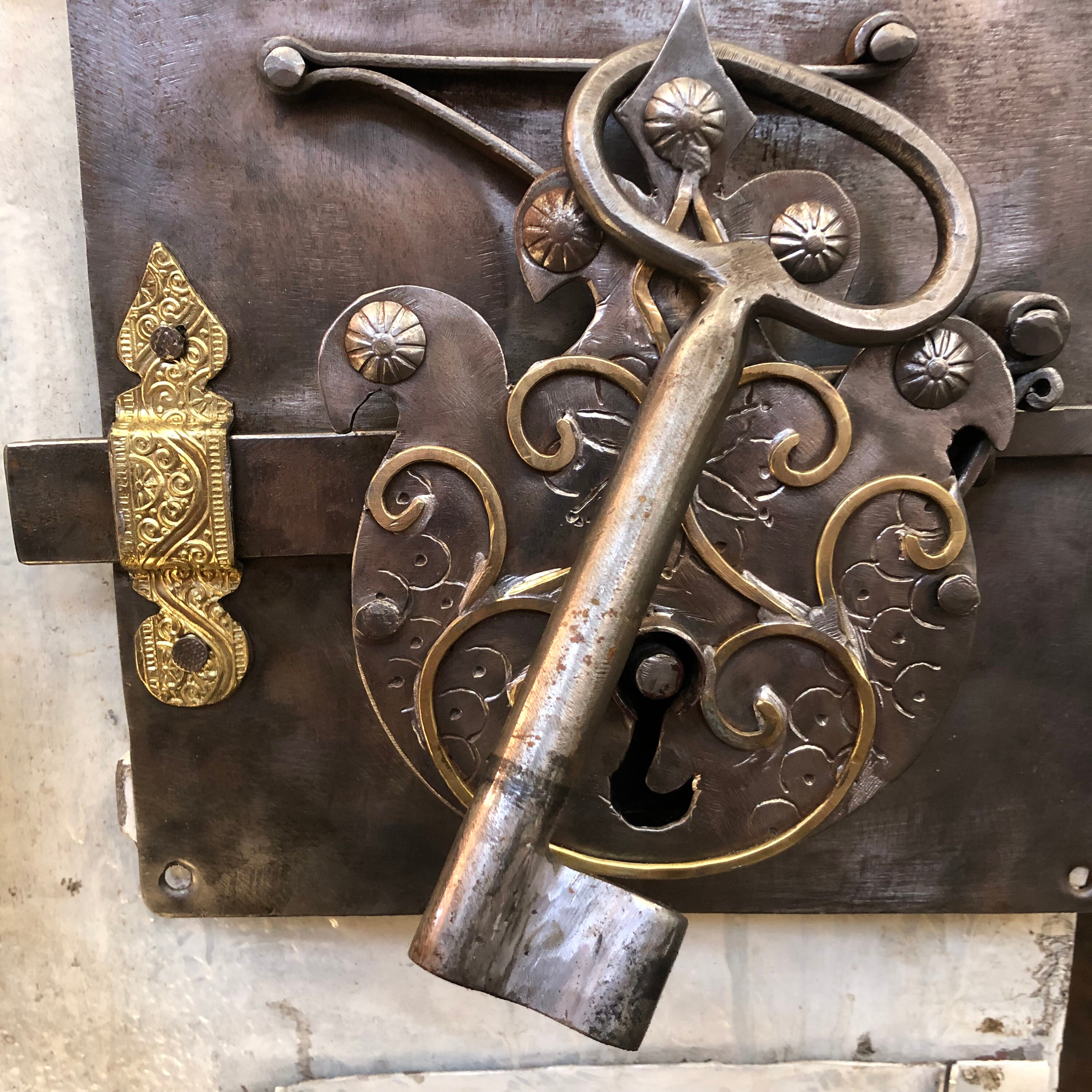 Vintage Manual Square Door Lock, Old Lock Made of Brass and Iron ...