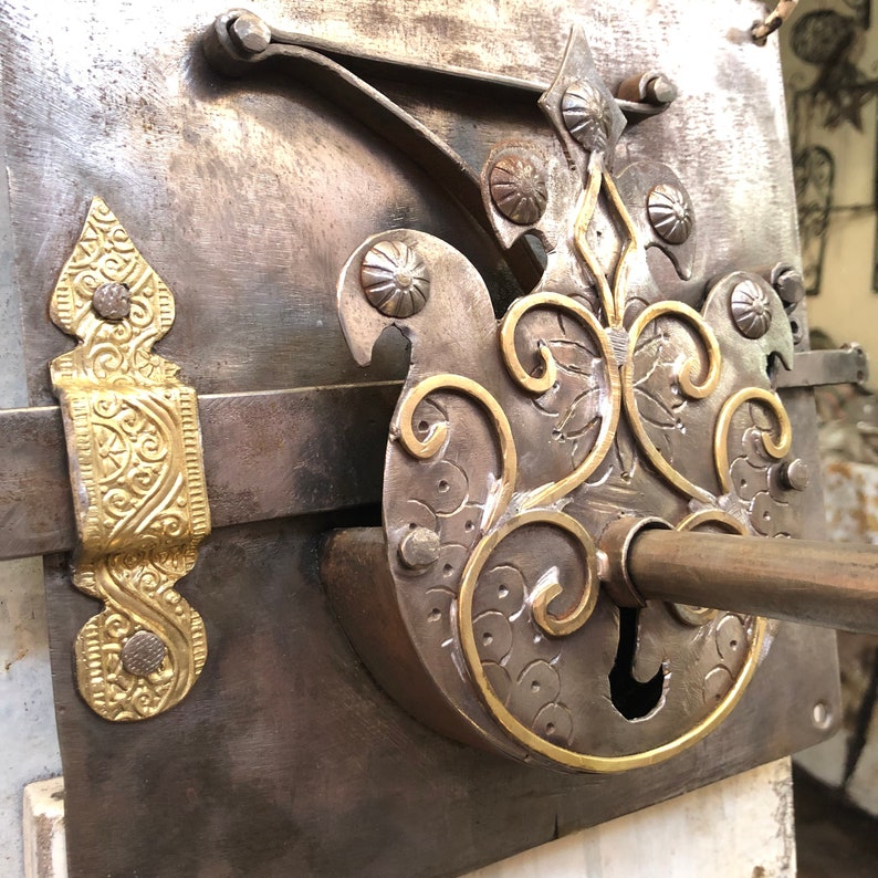 Vintage Manual Square Door Lock, Old Lock Made of Brass and Iron ...