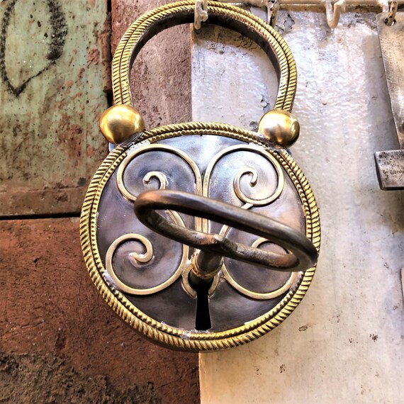 Vintage Manual Round Door Lock Old Lock Made of Brass and - Etsy