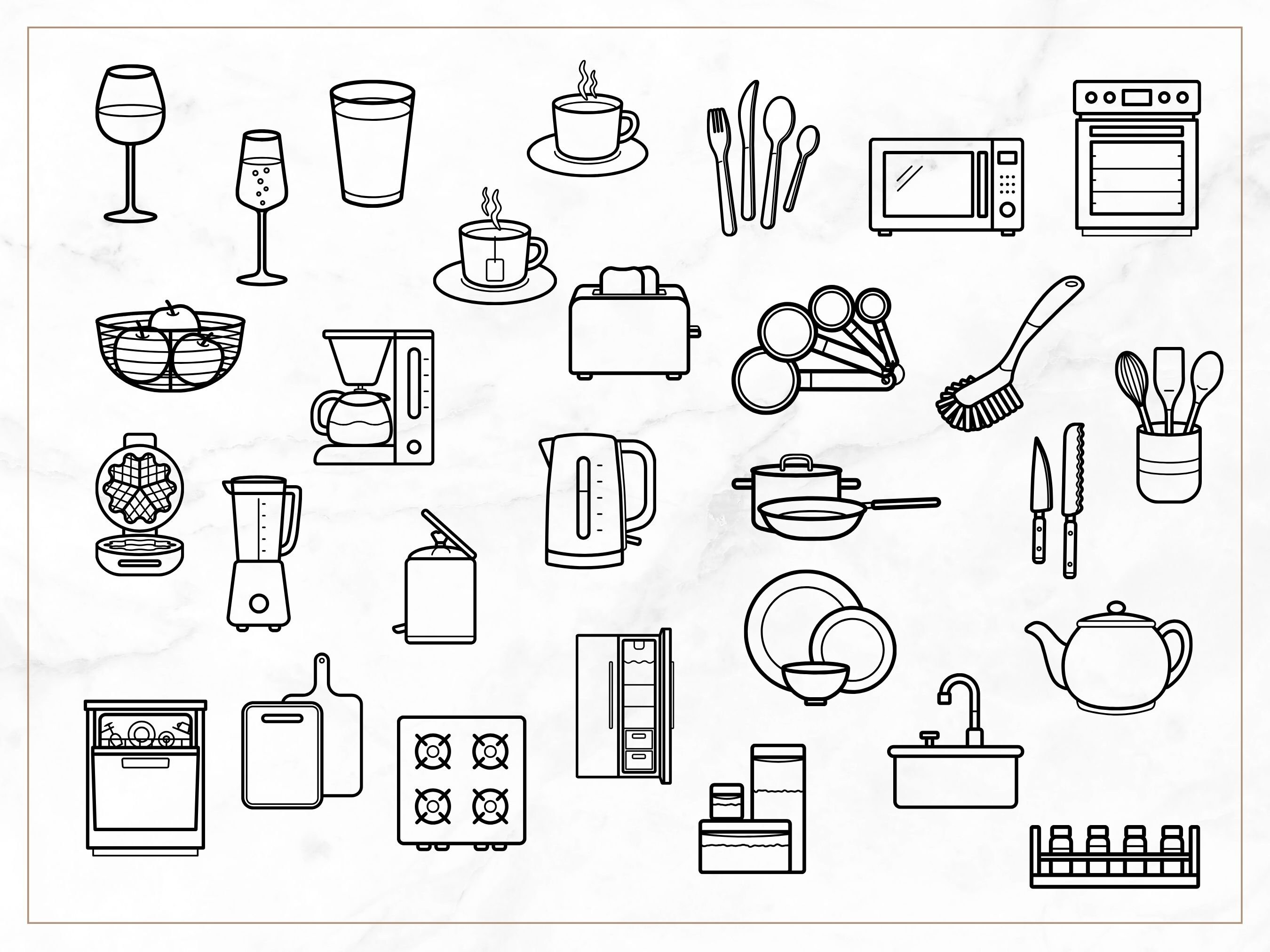 Kitchen and Cooking Equipment SVG, PNG Kitchen Icons Cooking Icons 29 ...