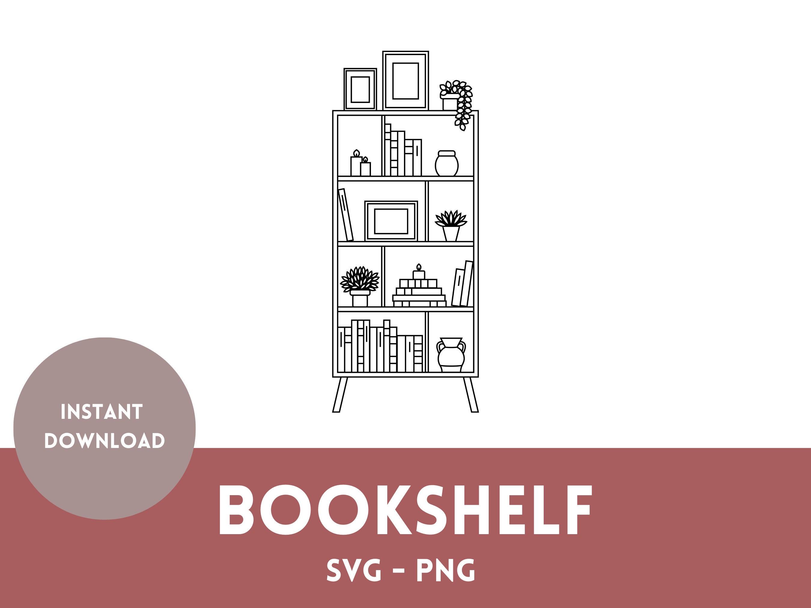 Bookshelf SVG PNG - Etsy
