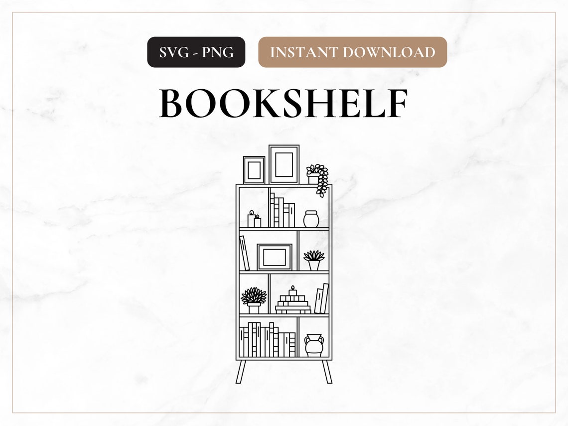 Bookshelf SVG, PNG - Etsy