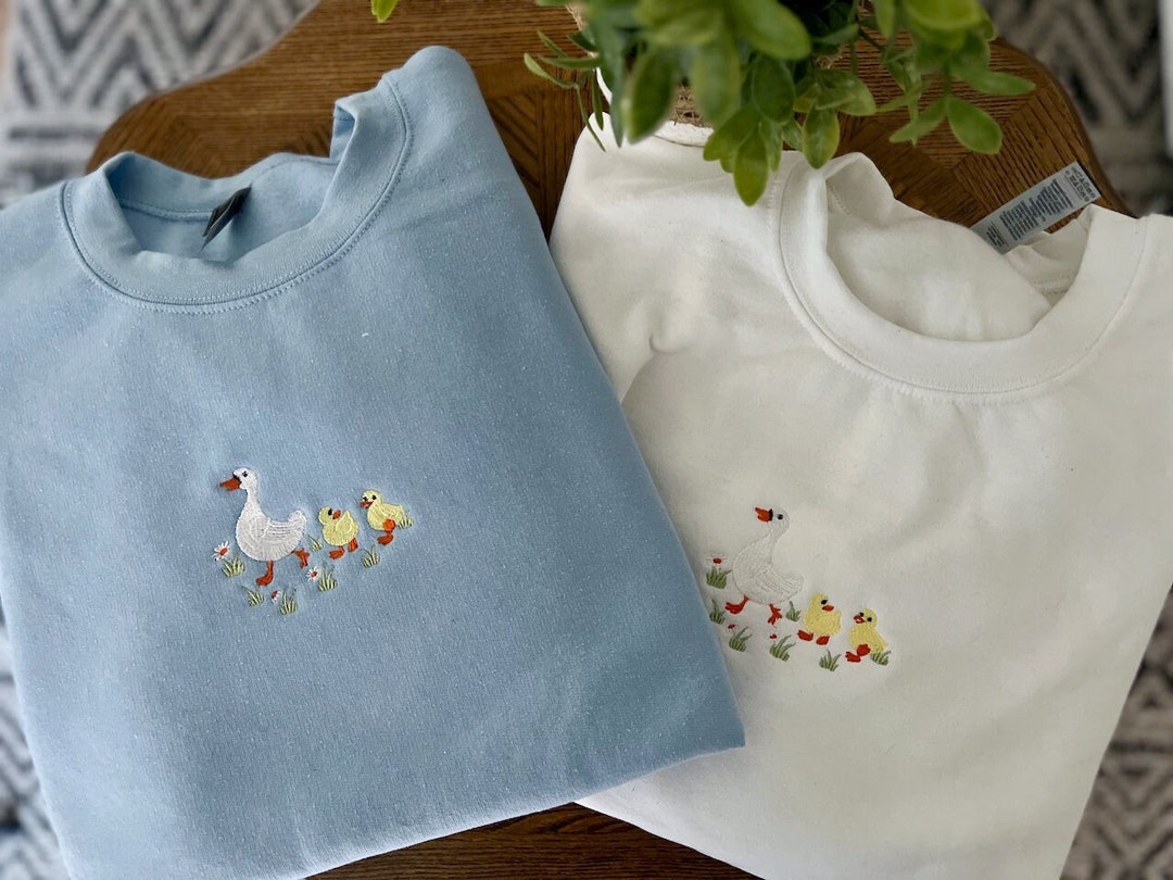 Embroidered Duck Duck Sweater, Goose Sweatshirt, Farm Animals ...