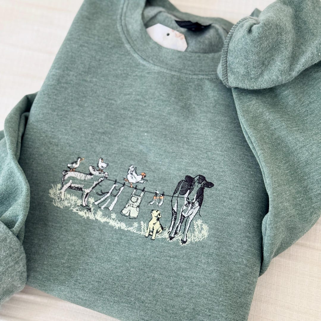 Embroidered Laundry Farm Animal Sweater, Goose Sweatshirt, Farm Animals ...