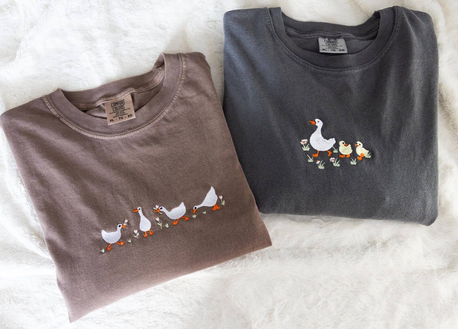 Embroidered Duck Duck Shirt, Goose Comfort Colors Tee, Handmade ...