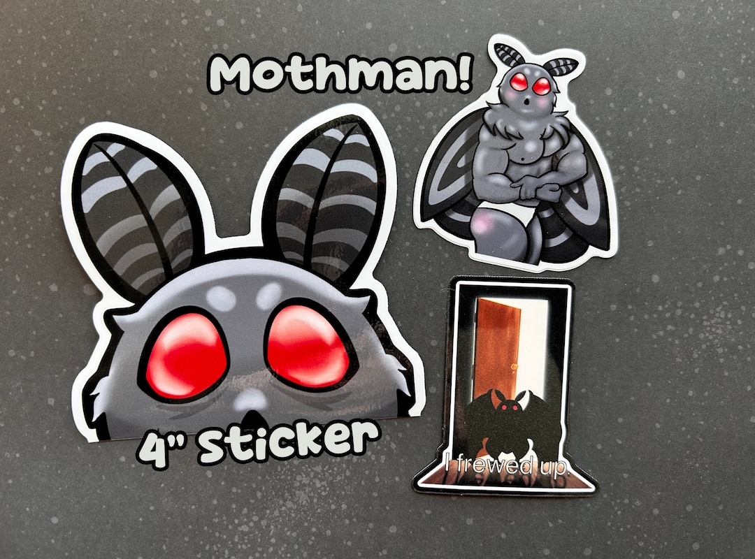 Mothman Peekaboo Sticker With Additional 3 Funny Mothman Sticker Pack ...