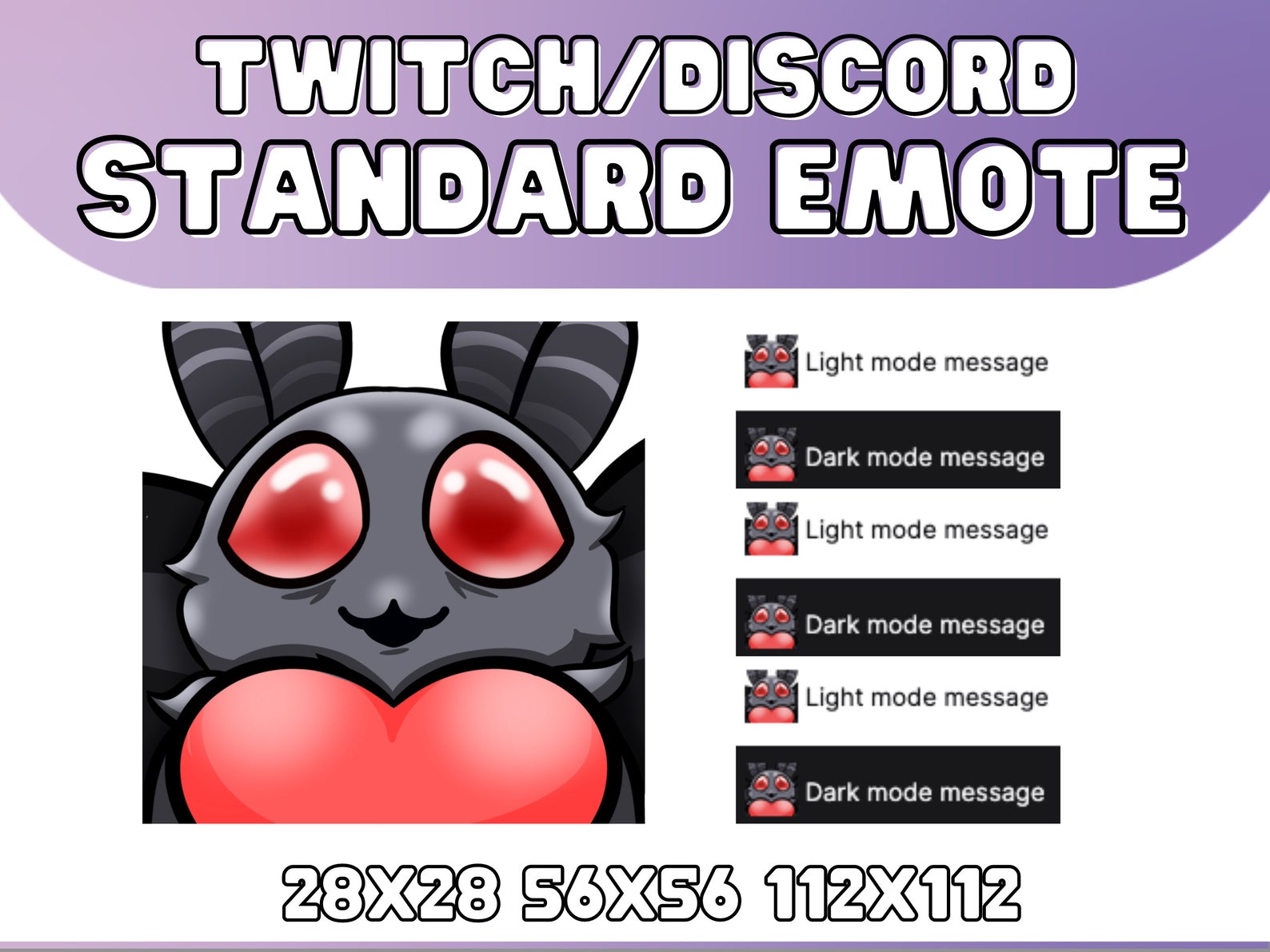Mothman Heart Emote for Twitch or Discord Funny Cute Animal Emotes for ...